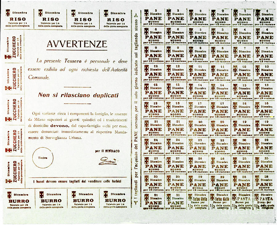 Wwi: Ration Tickets For Bread, Butter, Sugar And Rice Painting by ...
