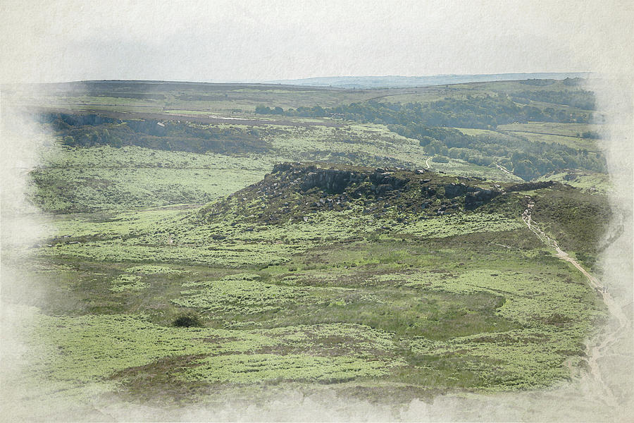 A digital watercolour painting of the ancient Iron Age hill fort Carl ...