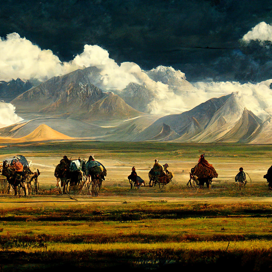 A Merchant Caravan With Bactrian Camels And Mongol Ri 63dfe6d5 Fe9c ...