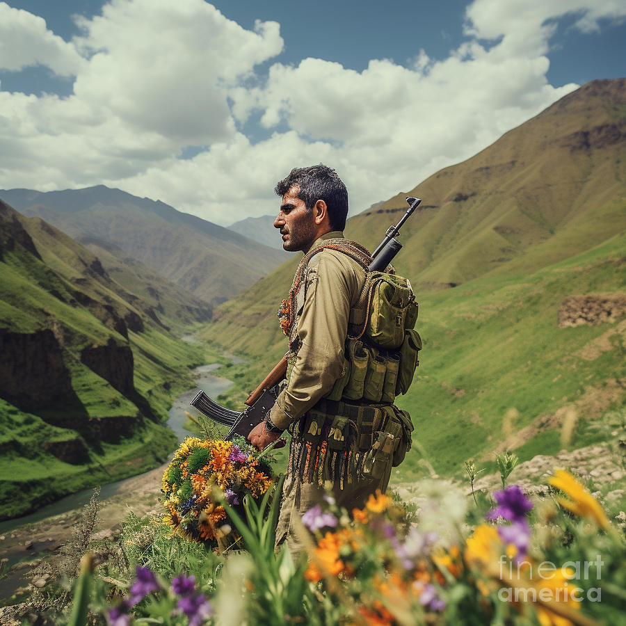 A peshmerga in his s dressed in Kurdish by Asar Studios Painting by ...