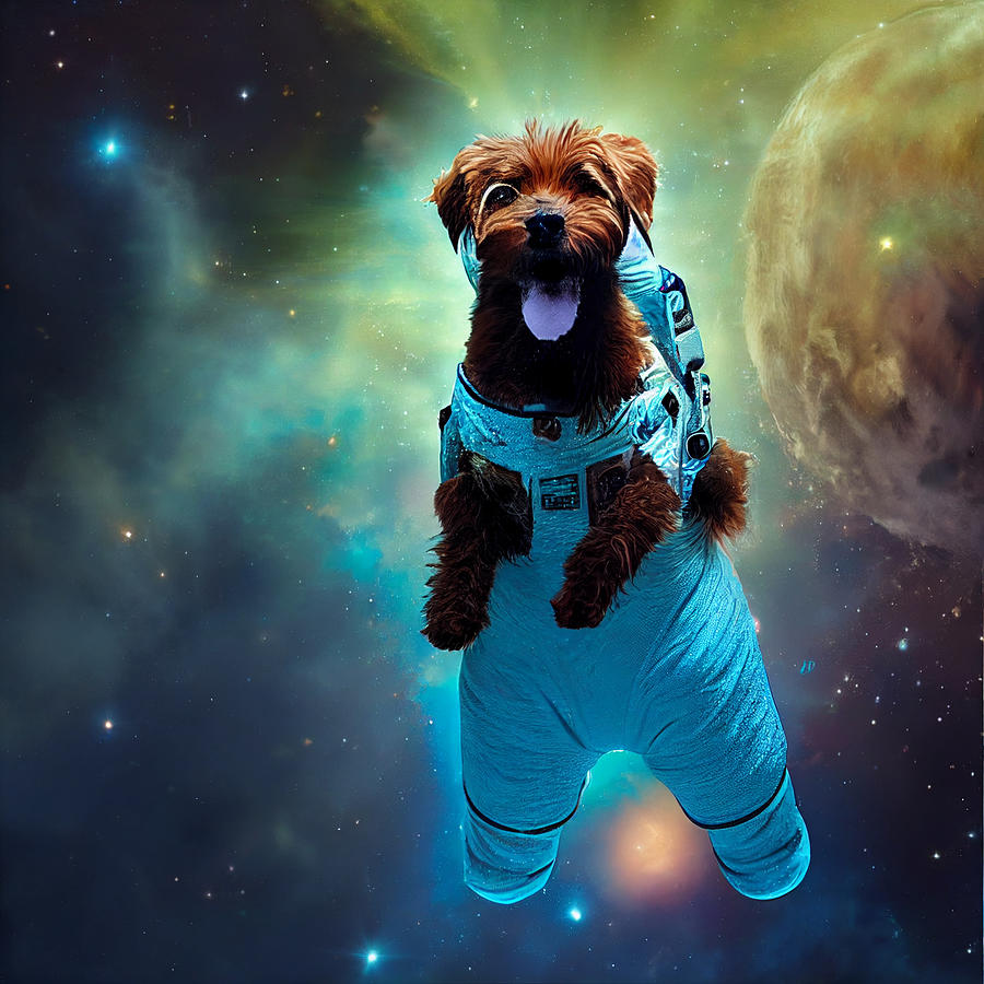 A Realistic Photograph Of An Irish Terrier Dog Wearing A Space Suit ...