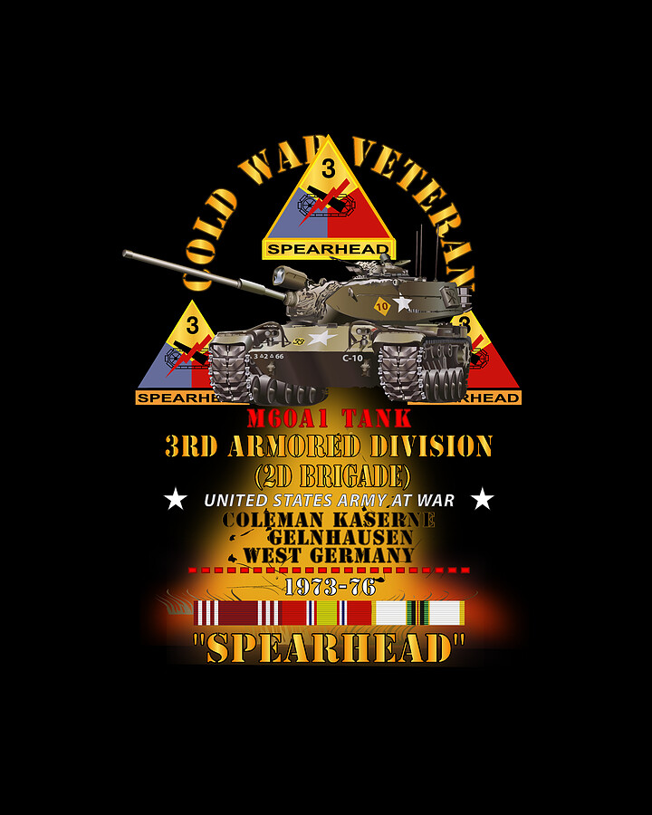 Army - Cold War Vet - 3rd Armored Division - Gelnhausen, Germany - M60A1 Tank - Spearhead w Fire ...