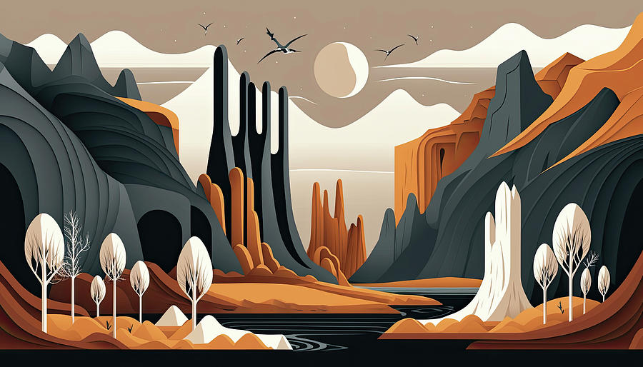 Beautiful generative AI illustration of simple layered vector st ...