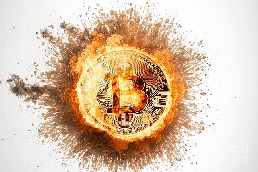 Bitcoin exploding in nuclear explosion Digital Art by Benny Marty ...