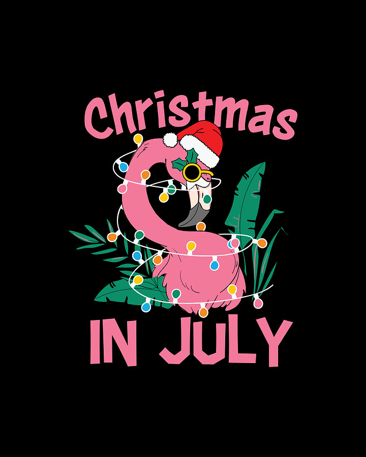 Christmas in july pink flamingo with santa hat Painting by Norman W ...