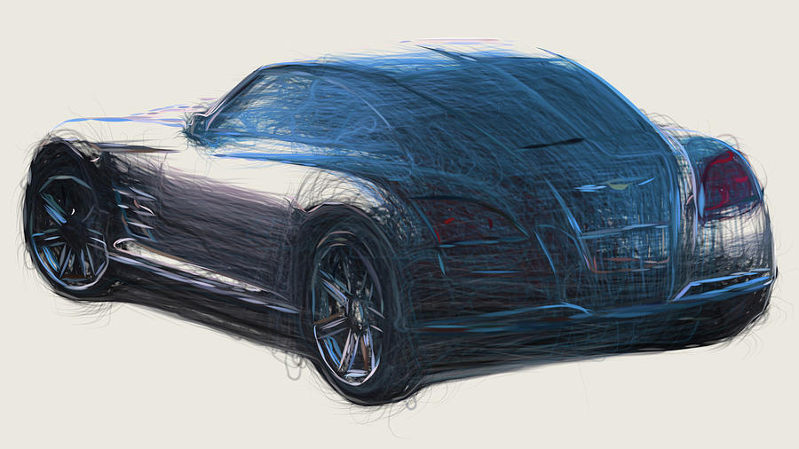 Chrysler Crossfire Concept Car Drawing Digital Art by CarsToon Concept ...