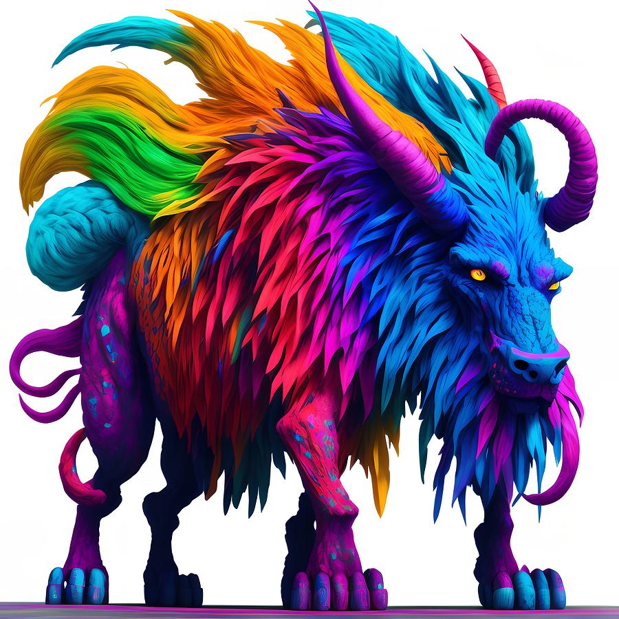 Colorful Beast, Generative AI Illustration #1 Digital Art by Miroslav ...