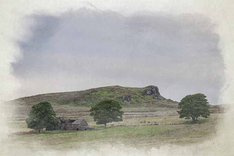 Digital watercolour painting from Gib Torr looking towards Knowlend at ...