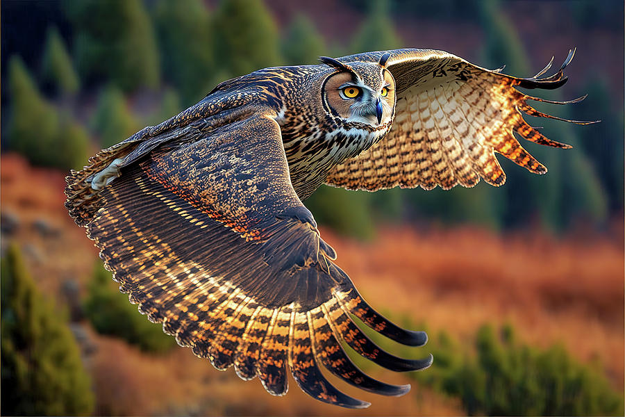 Eurasian Eagle Owl in Flight Photograph by Jim Vallee - Fine Art America