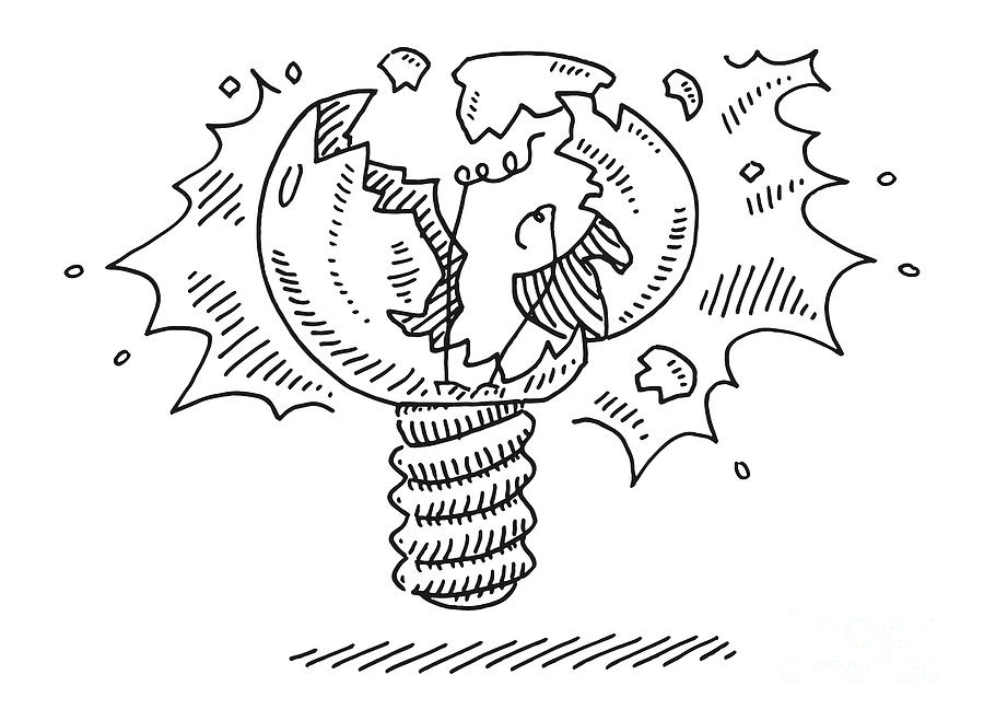 Exploding Light Bulb Drawing #1 Drawing by Frank Ramspott - Pixels Merch
