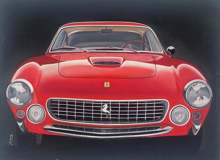 Ferrari 250 Lusso Original Oil on Canvas Painting Painting by Rico ...