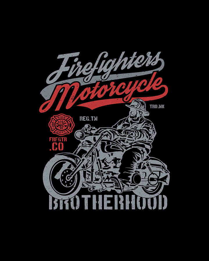 Firefighter Motorcycle Fireman Gift Motor Rider Digital Art by Florian ...