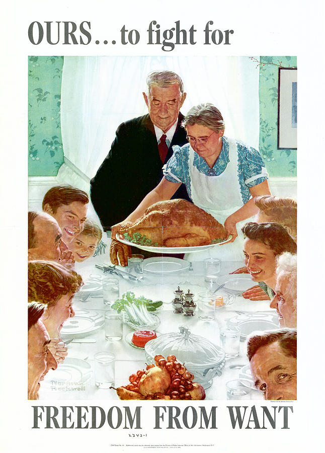 Freedom from Want - Norman Rockwell - Four Freedoms Painting by Patriot ...