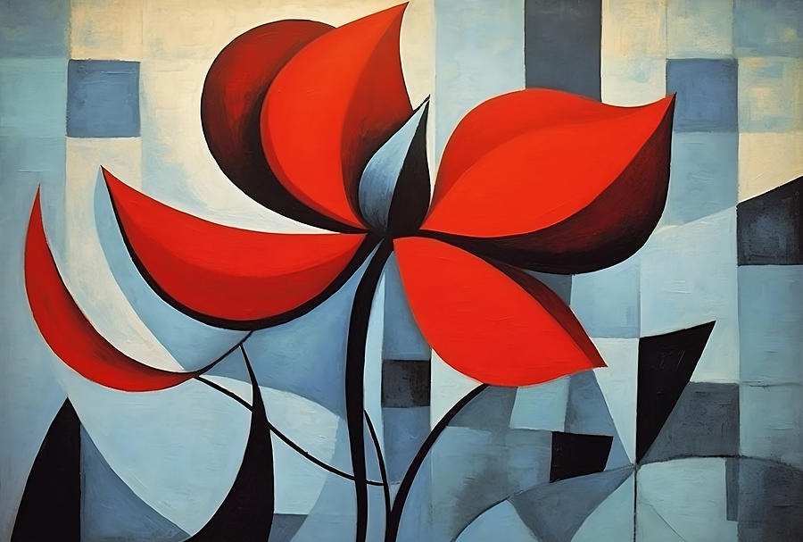 Harmonious Abstraction- Exploring Dynamic Cubist Flowers in Abstracted Blooms Digital Art by ...