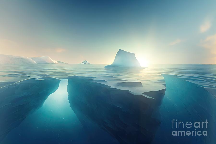 Iceberg Floating In Sea With Underwater Digital Art By Benny Marty Fine Art America