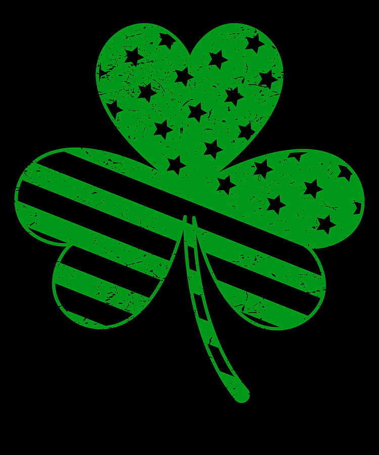 Irish American Flag Vintage Shamrock Design Saint Patrick D Digital Art