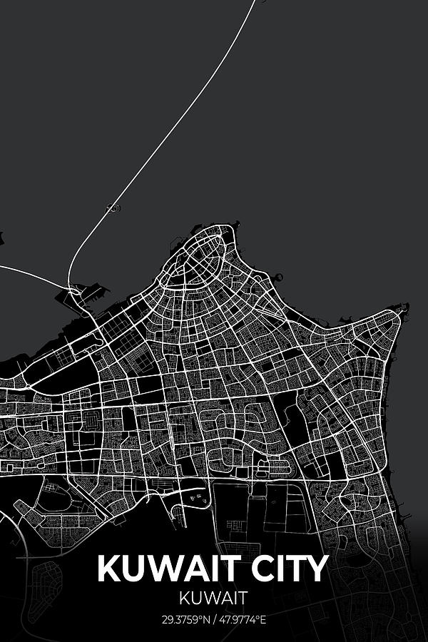Kuwait City Map #1 Digital Art by Artgenik Official - Fine Art America
