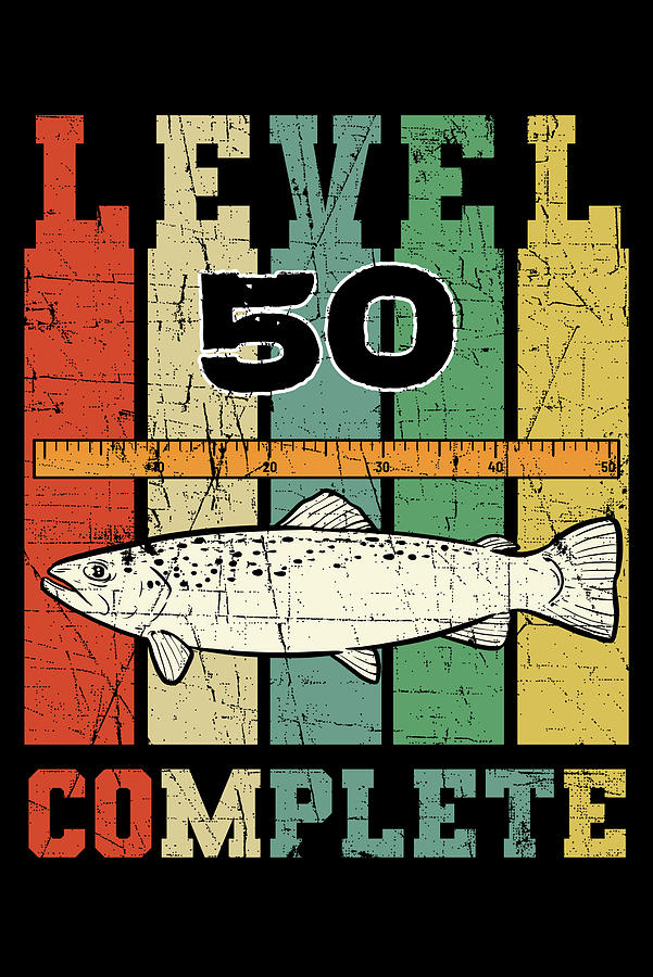 Level 50 Complete Retro Fisherman Vintage Trout Painting by Amango ...