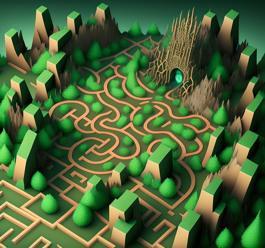 Maze Fantasy Landscape Generative Ai Illustration Digital Art By