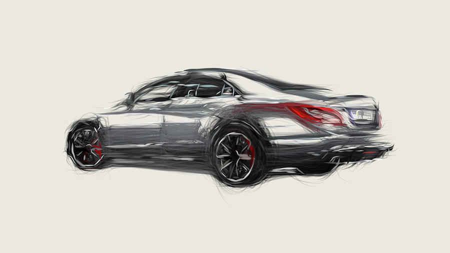 Mercedes Benz CLS63 AMG S Model Car Drawing Digital Art by CarsToon ...
