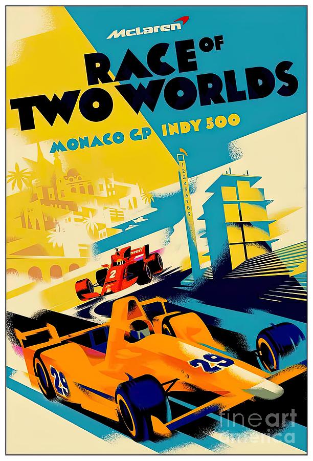 MONACO Vintage Grand Prix Auto Racing Print Painting by Tiffany Rogers ...