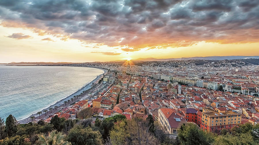 The Bay of Nice At Sunset Photograph by Manjik Pictures - Fine Art America