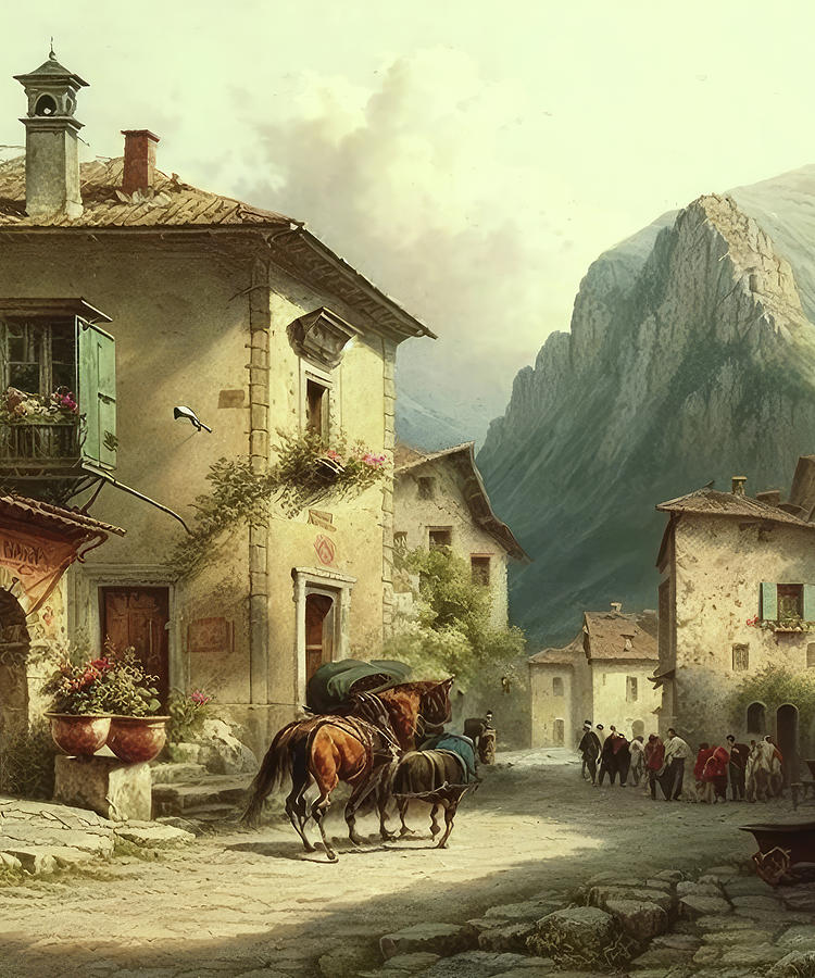 Nostalgic Vintage Town or Village in Rustic European Countryside in ...