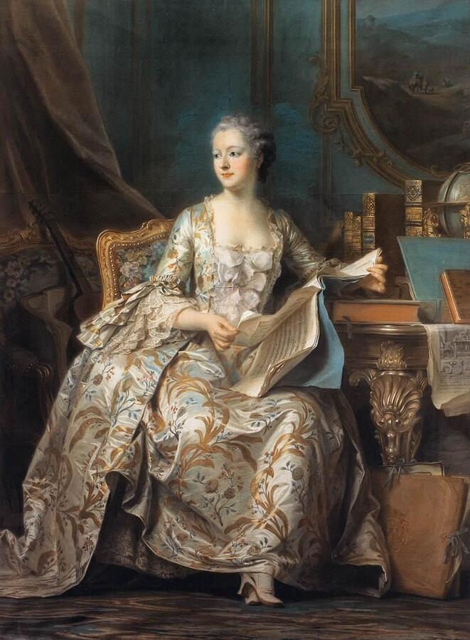 Portrait en pied de la marquise de Pompadour Madame de Pompadour in her Study Painting by ...