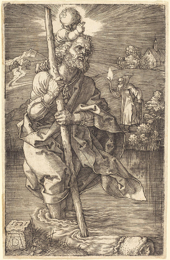 Saint Christopher Facing Right Drawing by Albrecht Durer - Fine Art America
