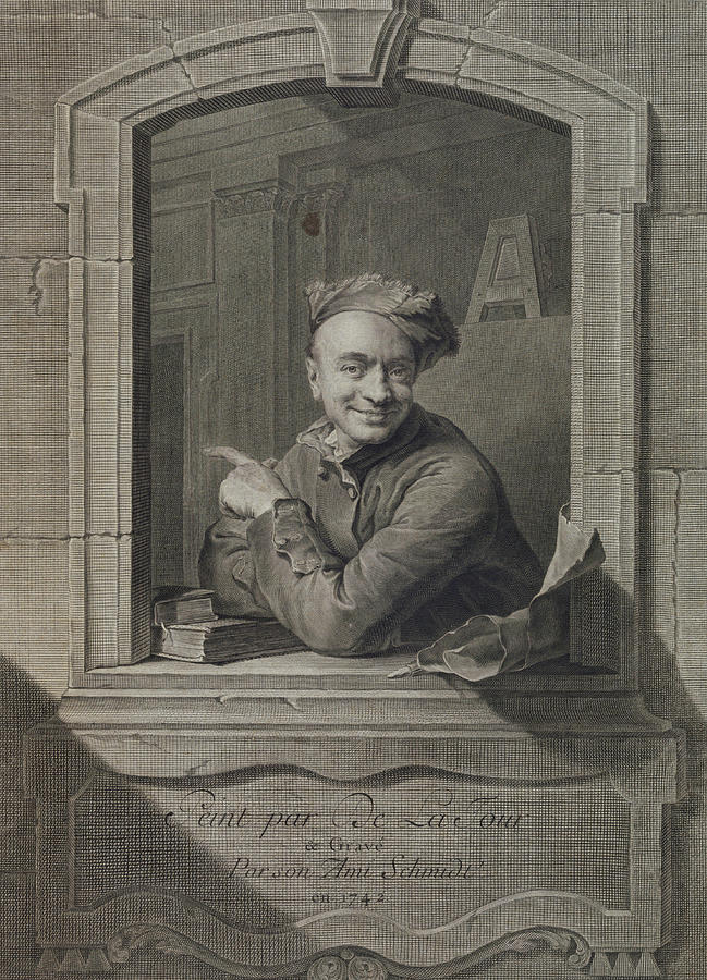 Self-Portrait of Maurice-Quentin de La Tour Drawing by Georg Friedrich Schmidt - Pixels
