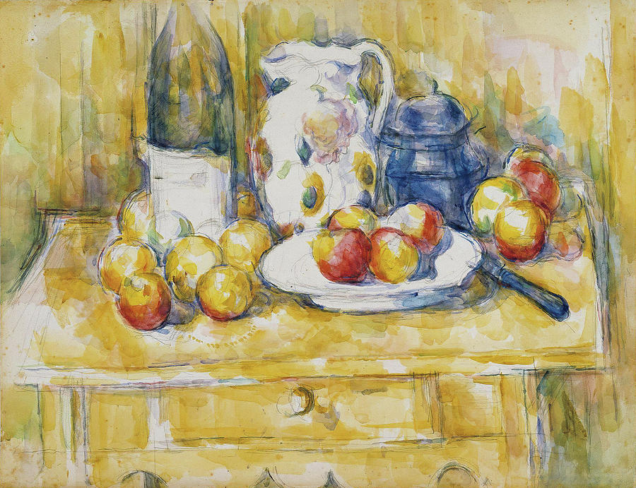 Still Life with Apples on a Sideboard Painting by Paul Cezanne - Pixels