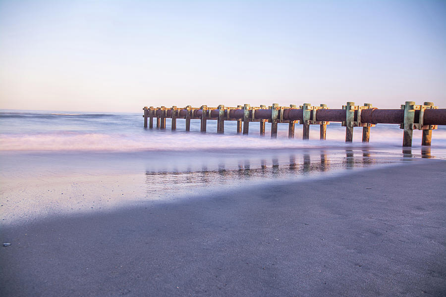 Sunset Beach Structure Landscape Photograph by Dathan Hylton | Fine Art ...