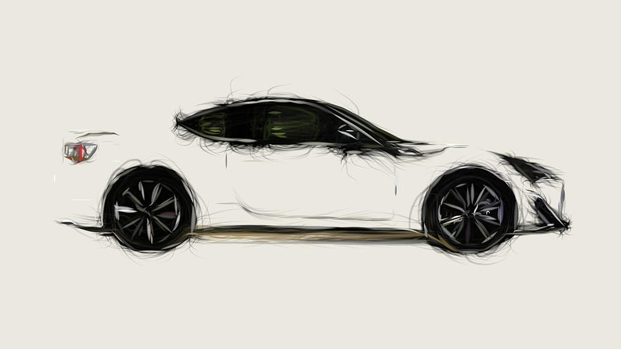 Toyota GT86 TRD Car Drawing Digital Art by CarsToon Concept - Fine Art ...