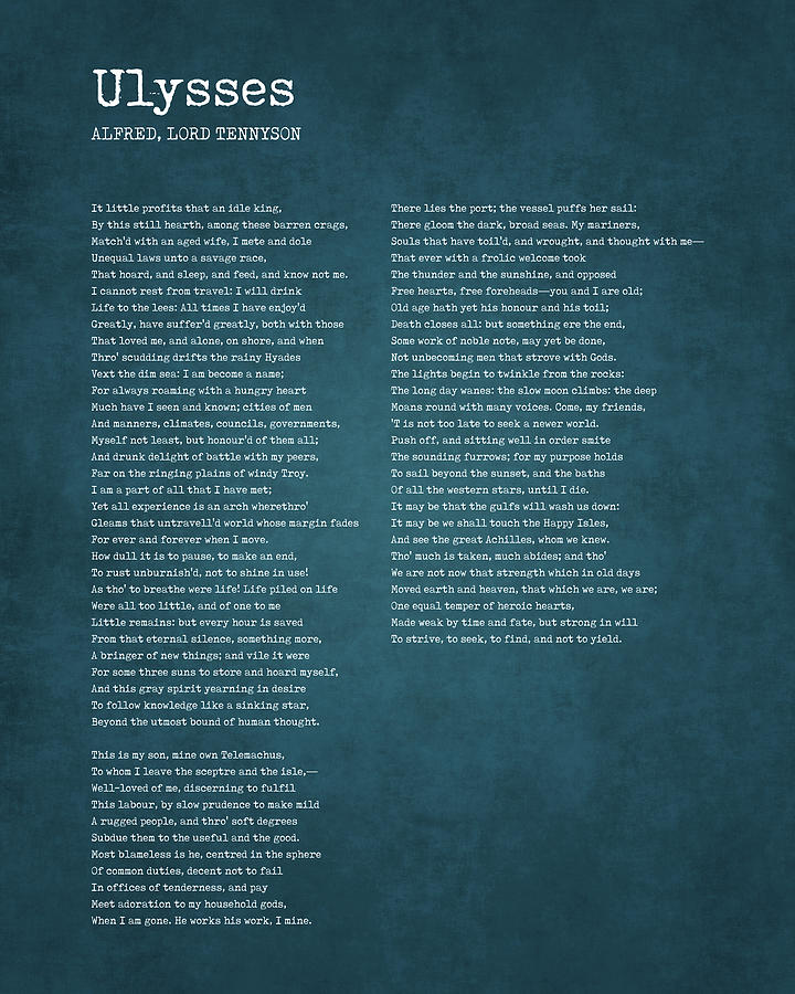 Ulysses - Alfred Lord Tennyson Poem - Literature - Typewriter Print #2 ...