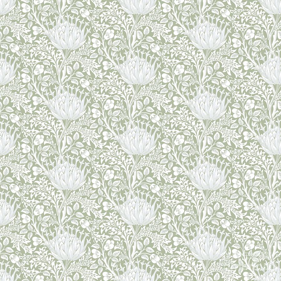 William Morris Artichoke Sage Green White Floral Painting by William ... William Morris Artichoke Sage Green White Floral Painting by William ...