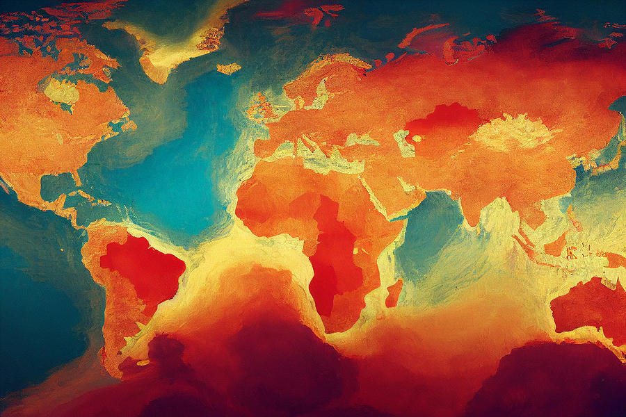 World Map painting in the style of Gustav Klimt colou c96c645645b645 ...