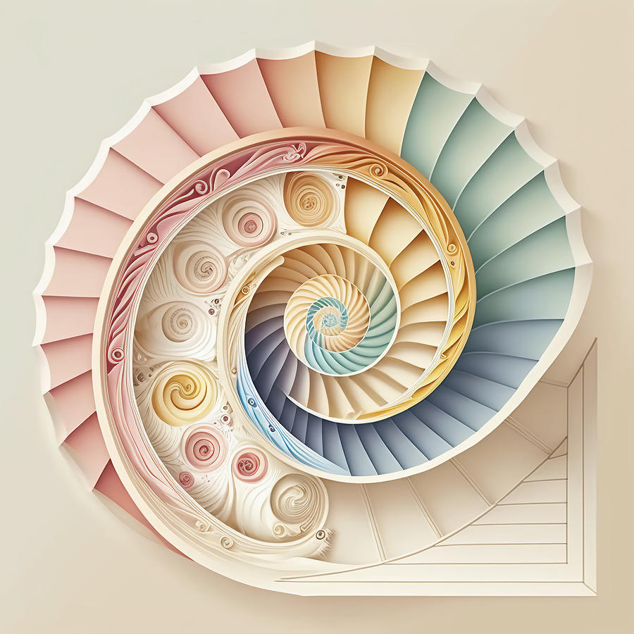 Coral Sacred Fibonacci Style Spiral Infographic Abstract #10 Drawing by ...