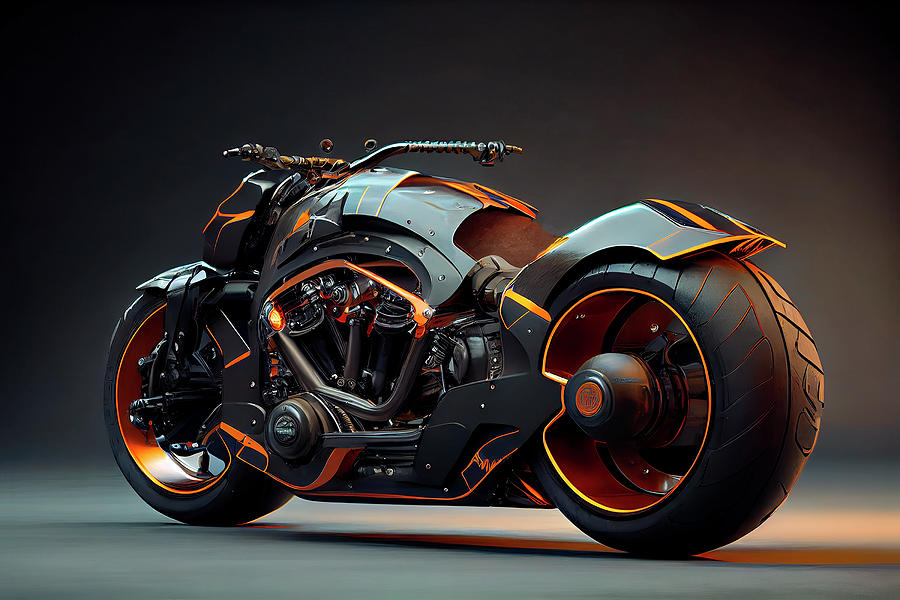 Harley Davidson Motorcycle Future Concept Art Digital Art by Tim Hill ...