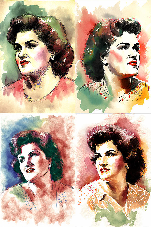 Patsy Cline Watercolour Grid Mixed Media by Stephen Smith Galleries ...