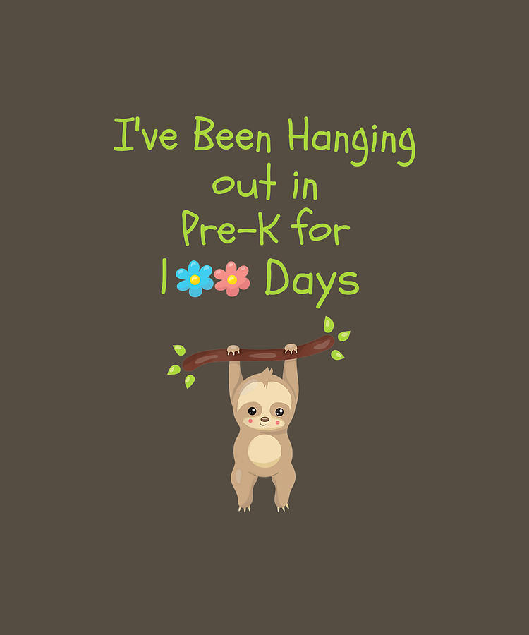 100 Days of School 100th Day of Pre K Teacher Sloth Outfit T-Shirt ...