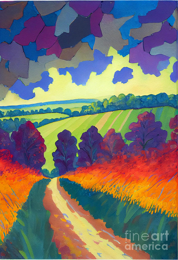 in the style of Alma Thomas Stunning landscape by Asar Studios Digital ...