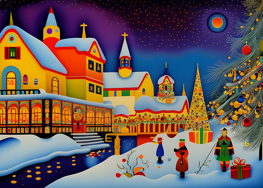 Kandinsky Style Christmas Scene #11 Digital Art by Robert Thompson ...