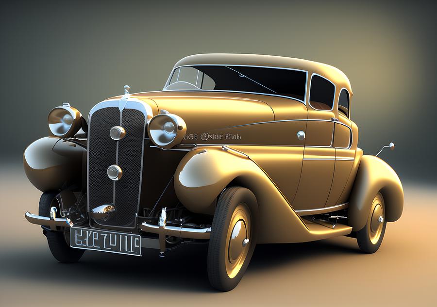 Vintage Car, Generative AI Illustration Digital Art by Miroslav Nemecek - Fine Art America