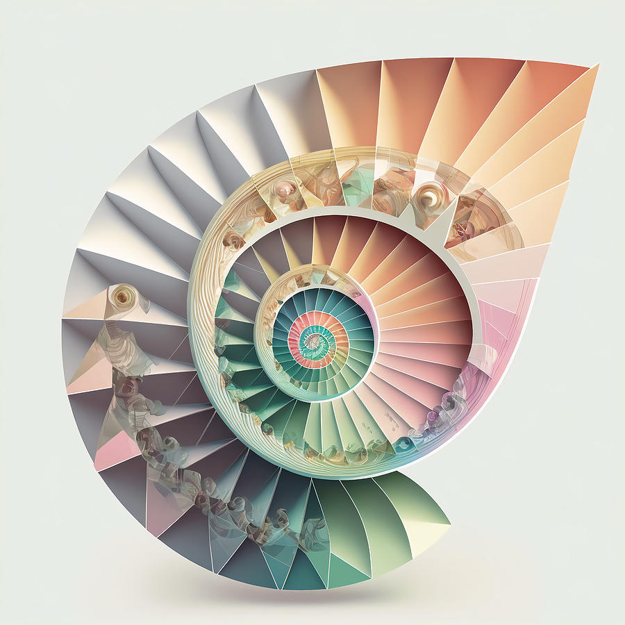 Coral Sacred Fibonacci Style Spiral Infographic Abstract Drawing by ...