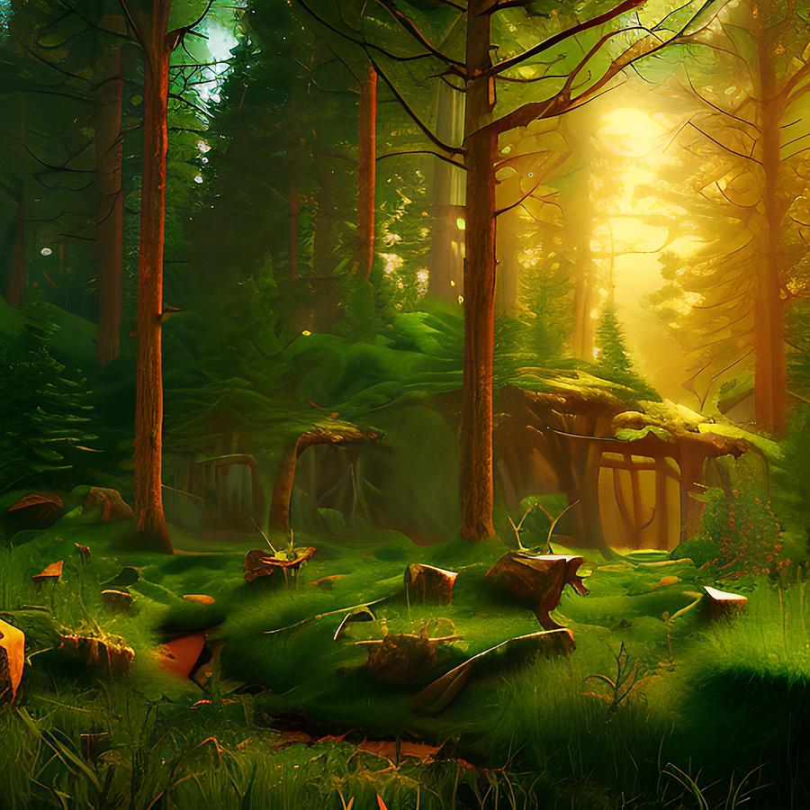 Mysterious Forest, Generative AI Illustration Digital Art by Miroslav Nemecek - Fine Art America