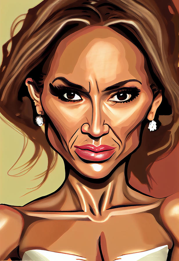 Jennifer Lopez Caricature Mixed Media By Stephen Smith Galleries Fine