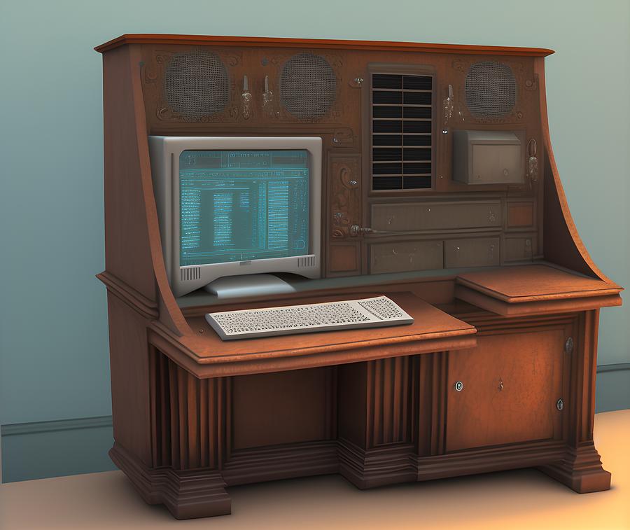 Old Retro Computer, Generative AI Illustration Digital Art by Miroslav ...