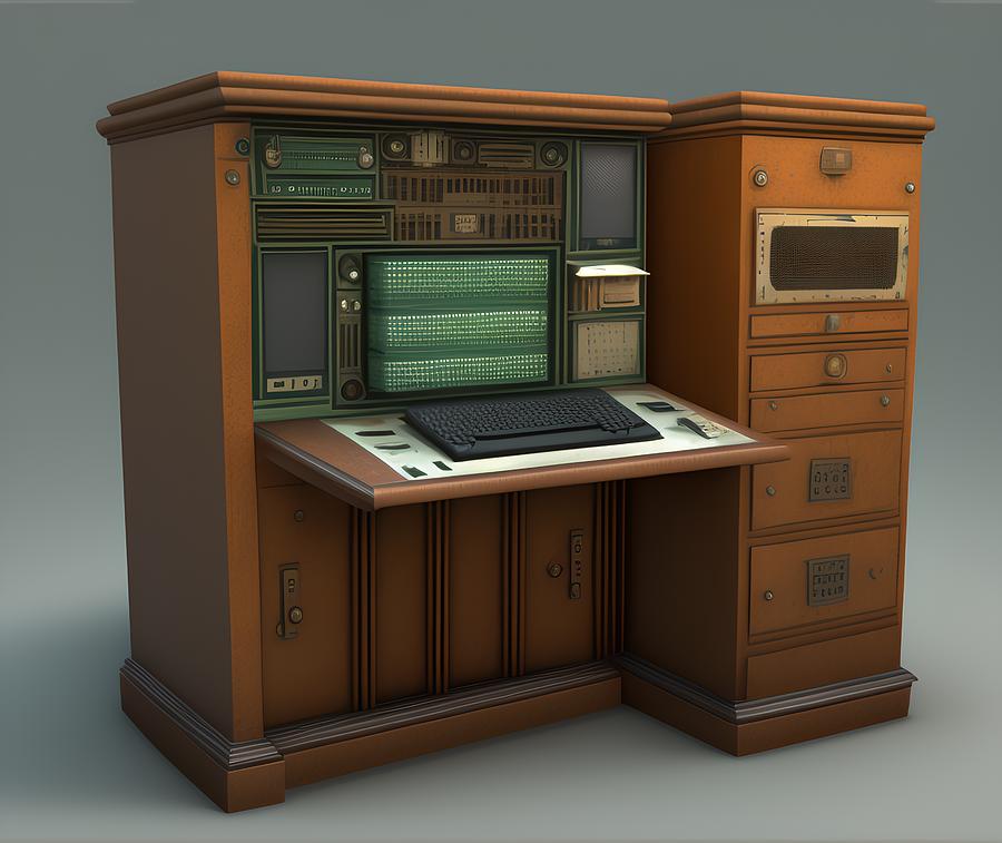 Old Retro Computer, Generative AI Illustration Digital Art by Miroslav ...