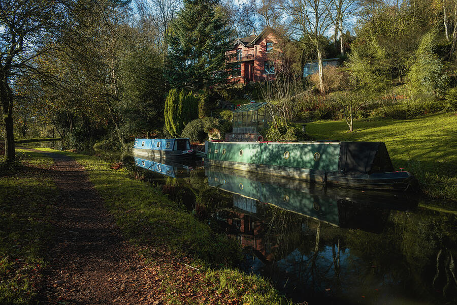 Autumn, fall tree and leaf colours along the Leek branch of the Caldon ...