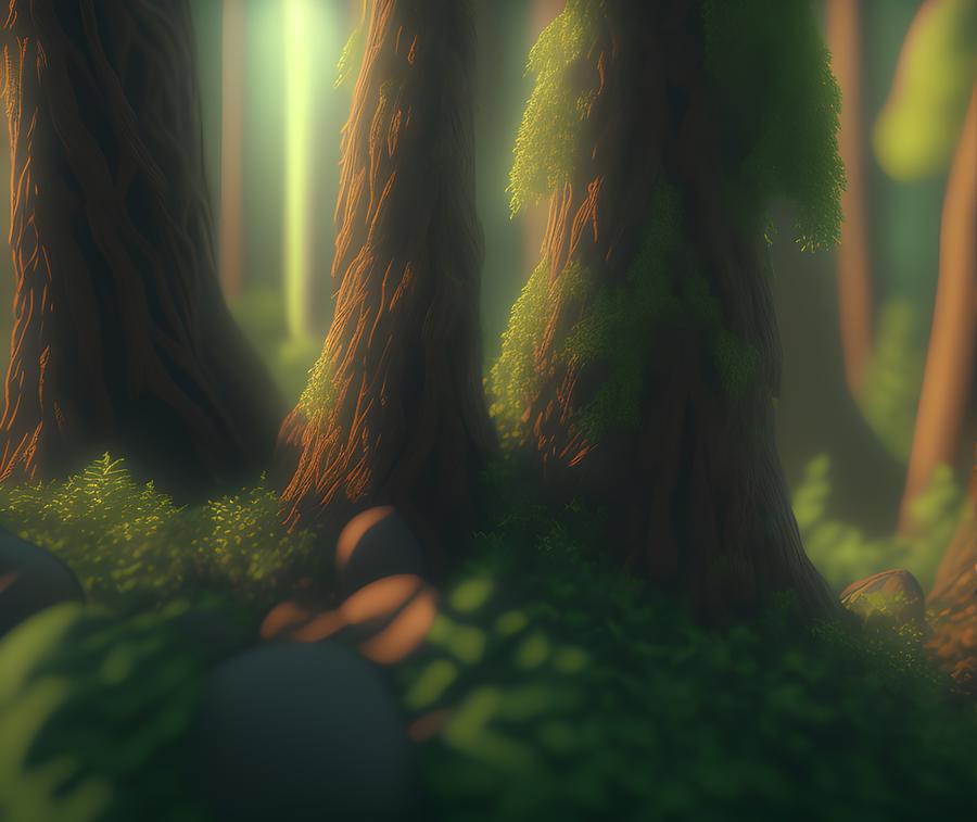 Mysterious Forest, Generative AI Illustration Digital Art by Miroslav Nemecek - Fine Art America